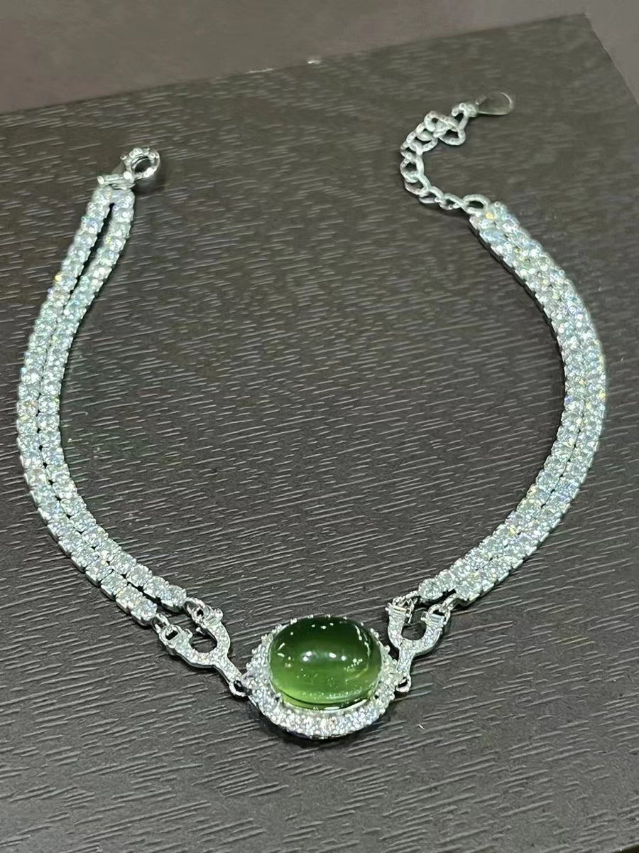 Set Kalung Giok Alami dari 925 Perak Giok bersih, halus dan hangat Ter ...