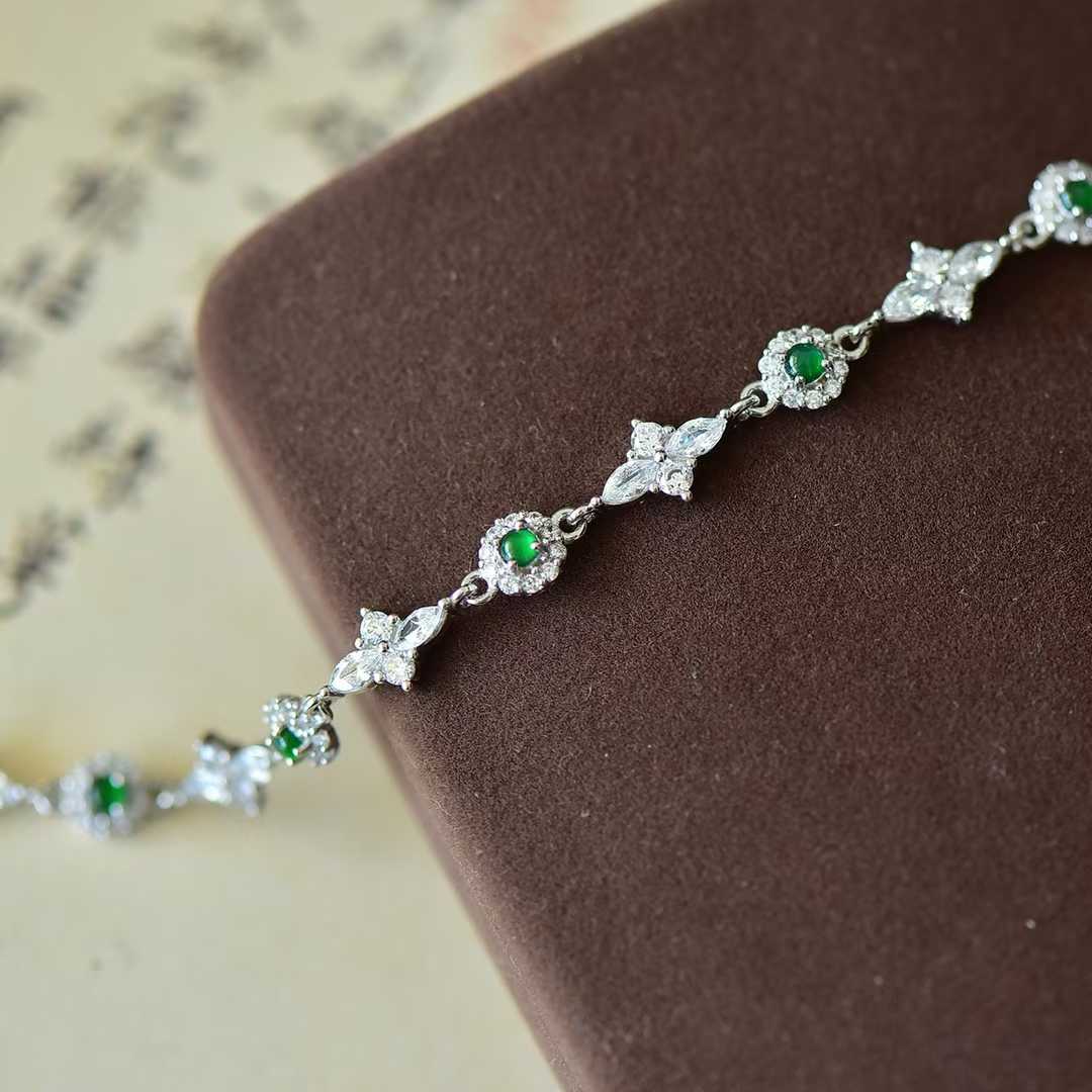 Gelang perak polos cabochon giok bertatahkan perak 35025#925 ini baru ...
