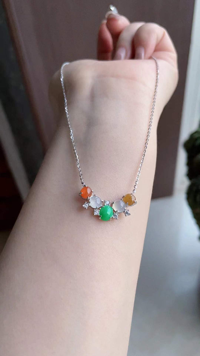 Kalung giok alami, bertahtakan perak sterling 925, terbuat dari giok t ...
