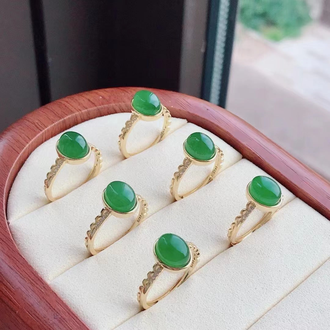 Cincin batu giok alami yang terbuat dari perak 925 dengan batu giok ya ...